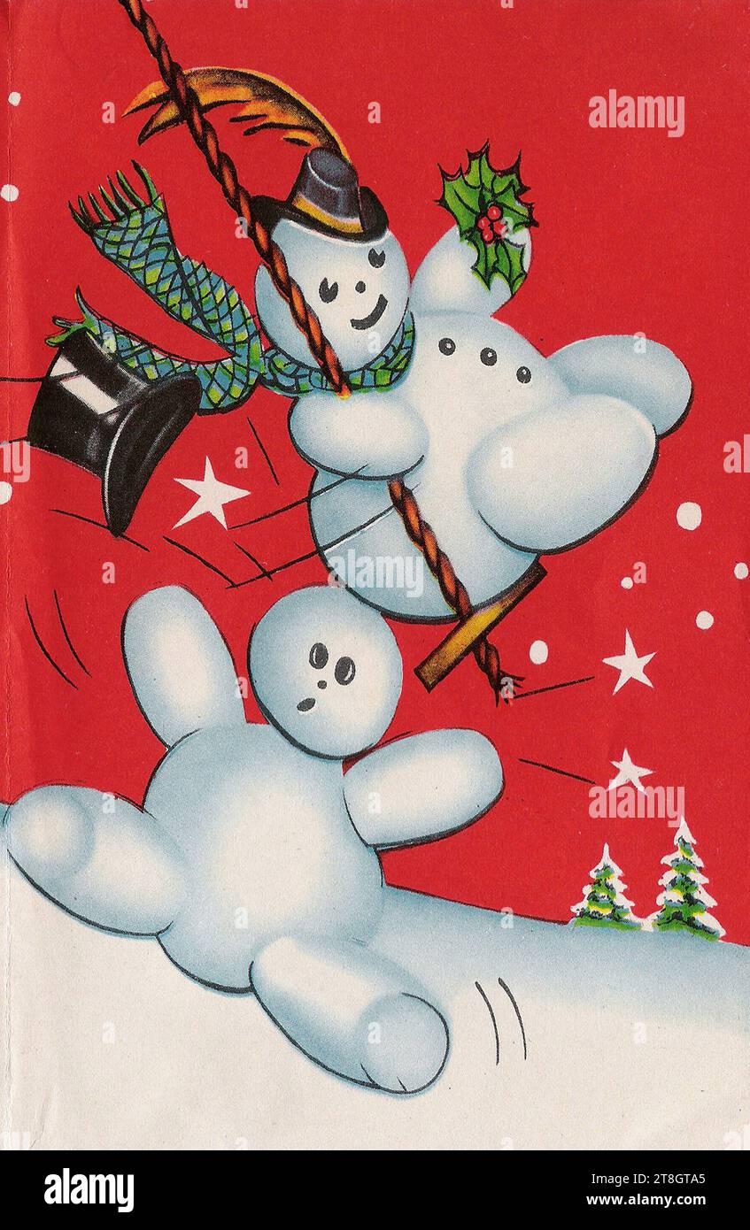 Vintage Christmas, winter illustrations of snowmen (and usally the ...