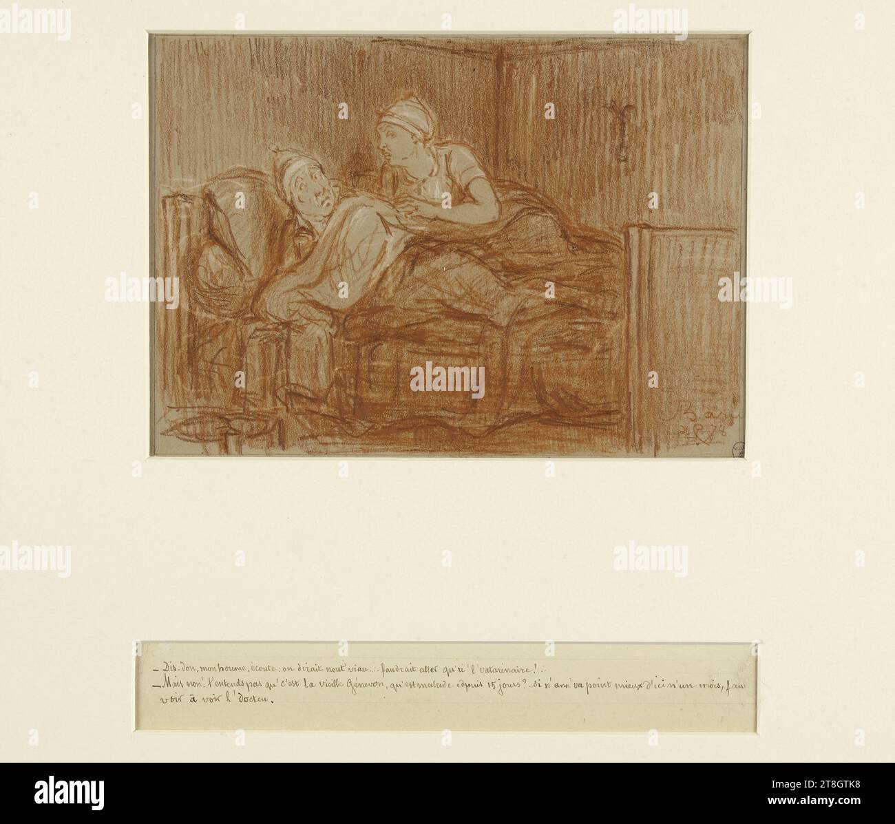 Tell Me My Man Is Listening Baric Jules Jean Antoine Array Drawing Graphic Arts Sanguine