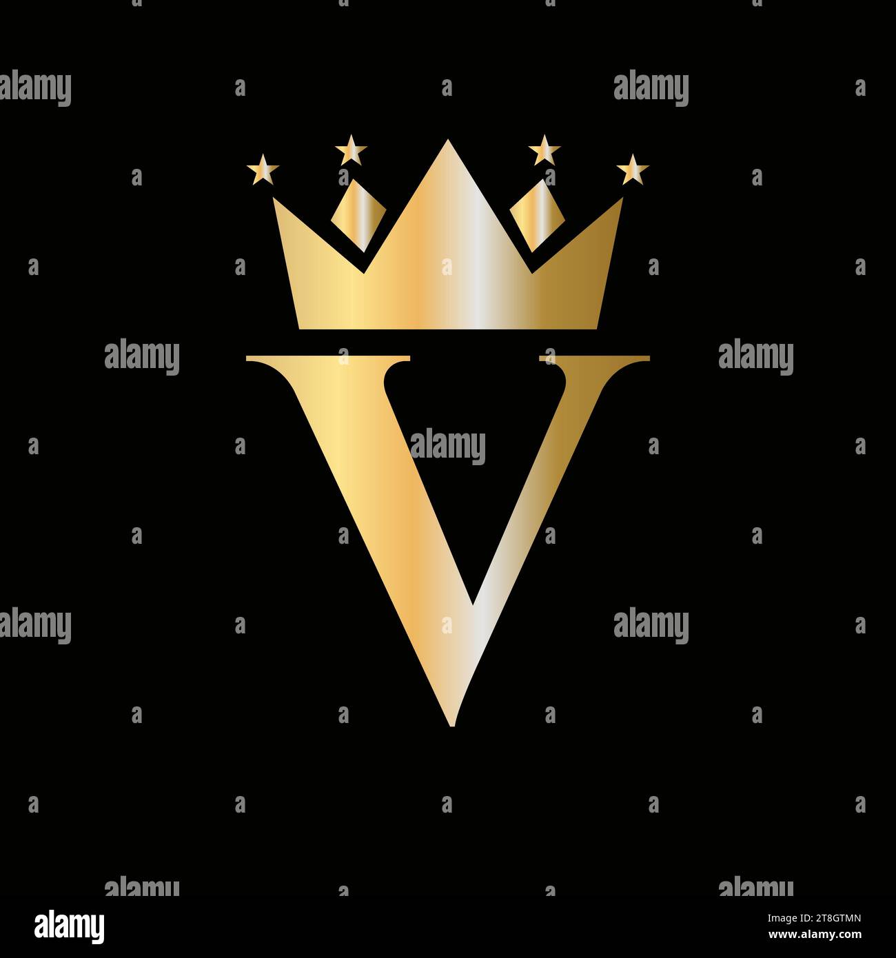 Crown Logo On Letter V with Star Icon. Crown Symbol Template Stock ...