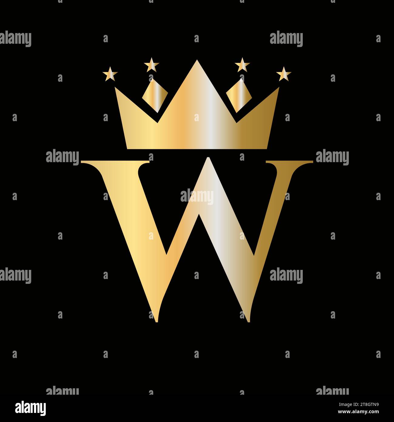 Crown Logo On Letter W with Star Icon. Crown Symbol Template Stock ...