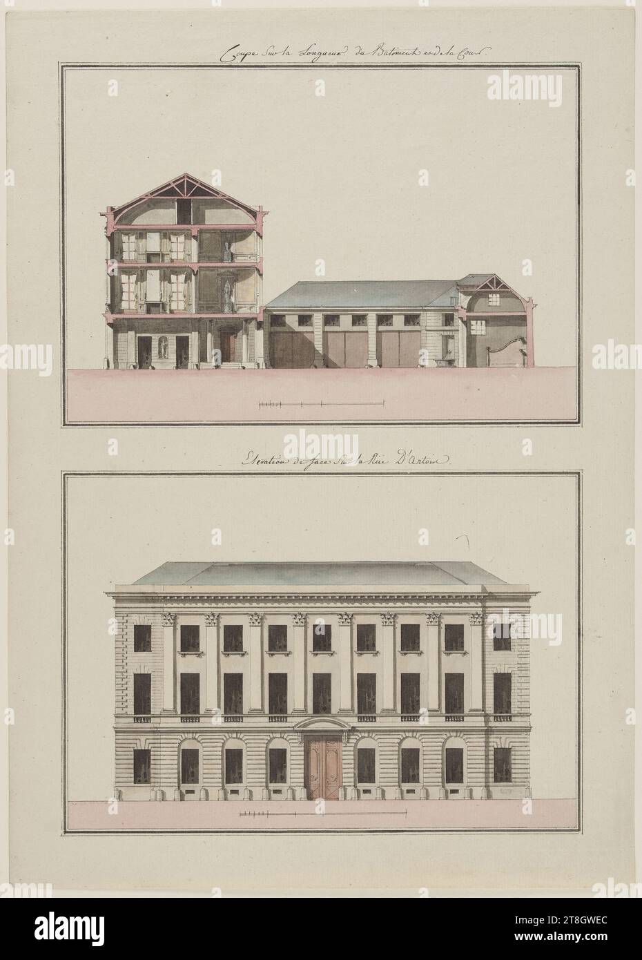 Section and elevation of a house on rue d'Artois (now rue Laffitte ...