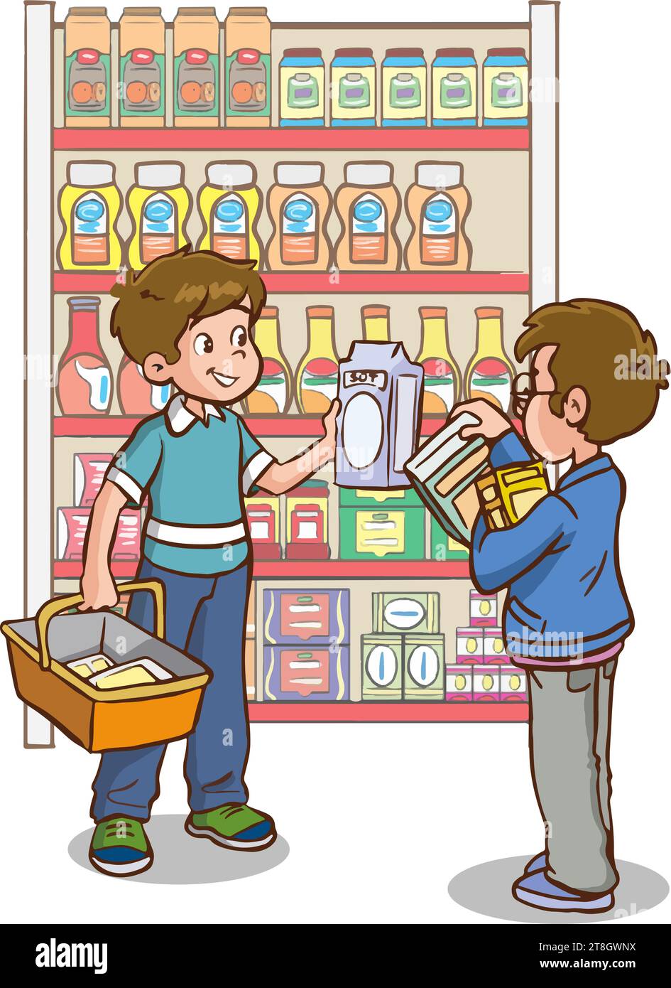 shopping kids cartoon vector illustration Stock Vector Image & Art - Alamy