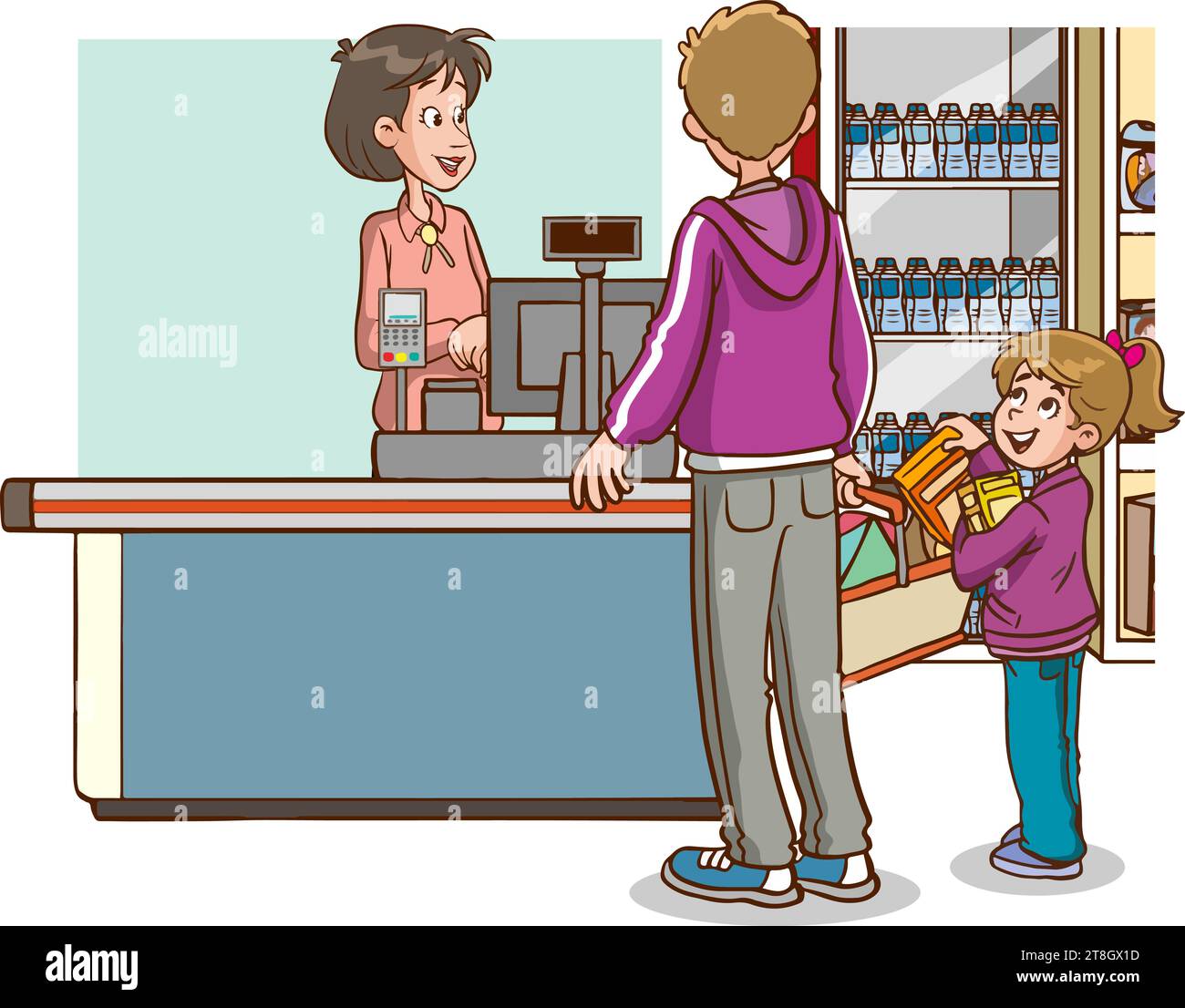 shopping kids and family cartoon vector illustration Stock Vector Image ...