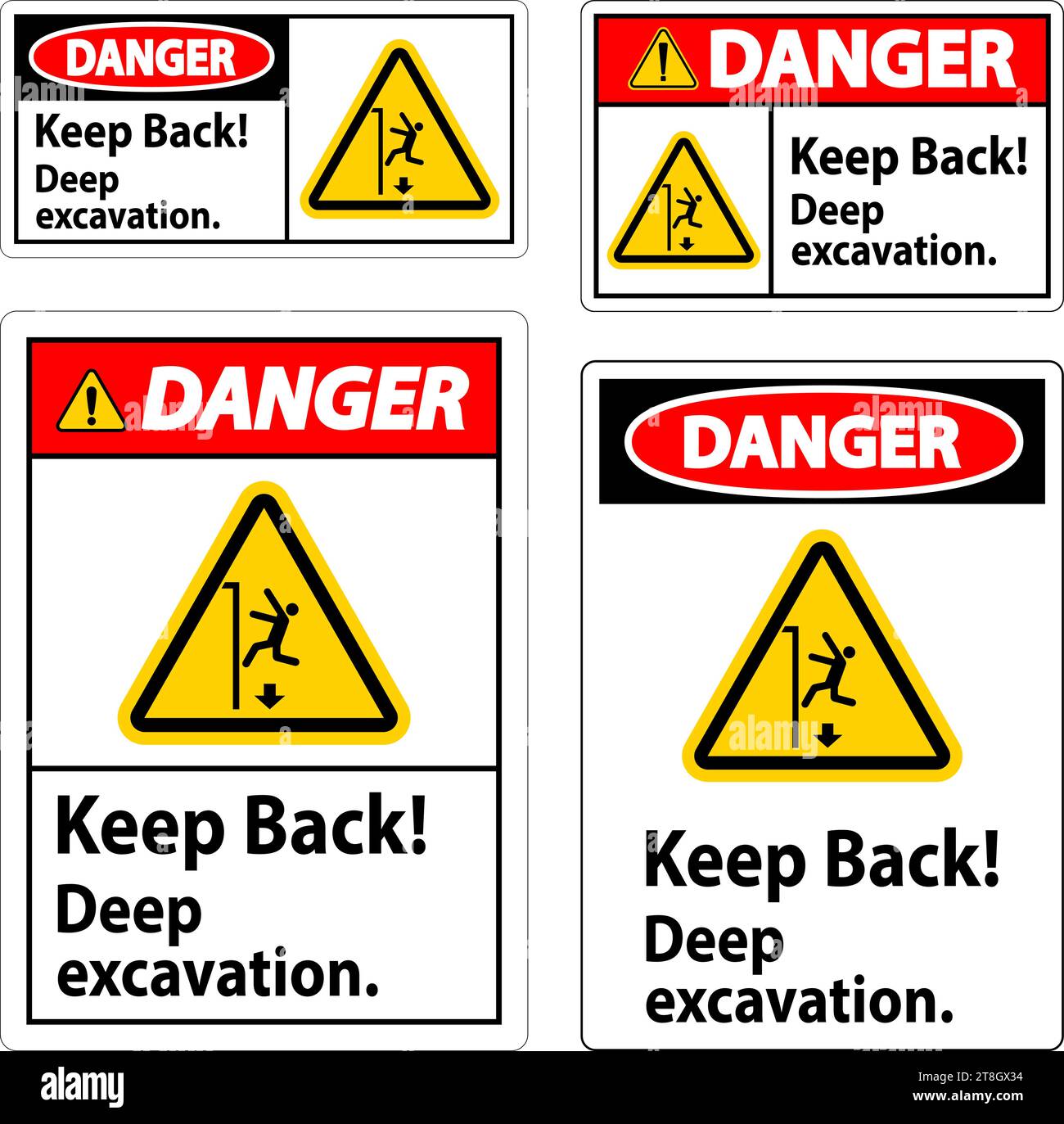 Danger Sign Keep Back Deep Excavation Stock Vector Image & Art - Alamy