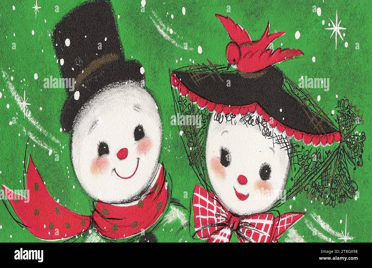 Vintage Christmas, winter illustrations of snowmen (and usally the ...