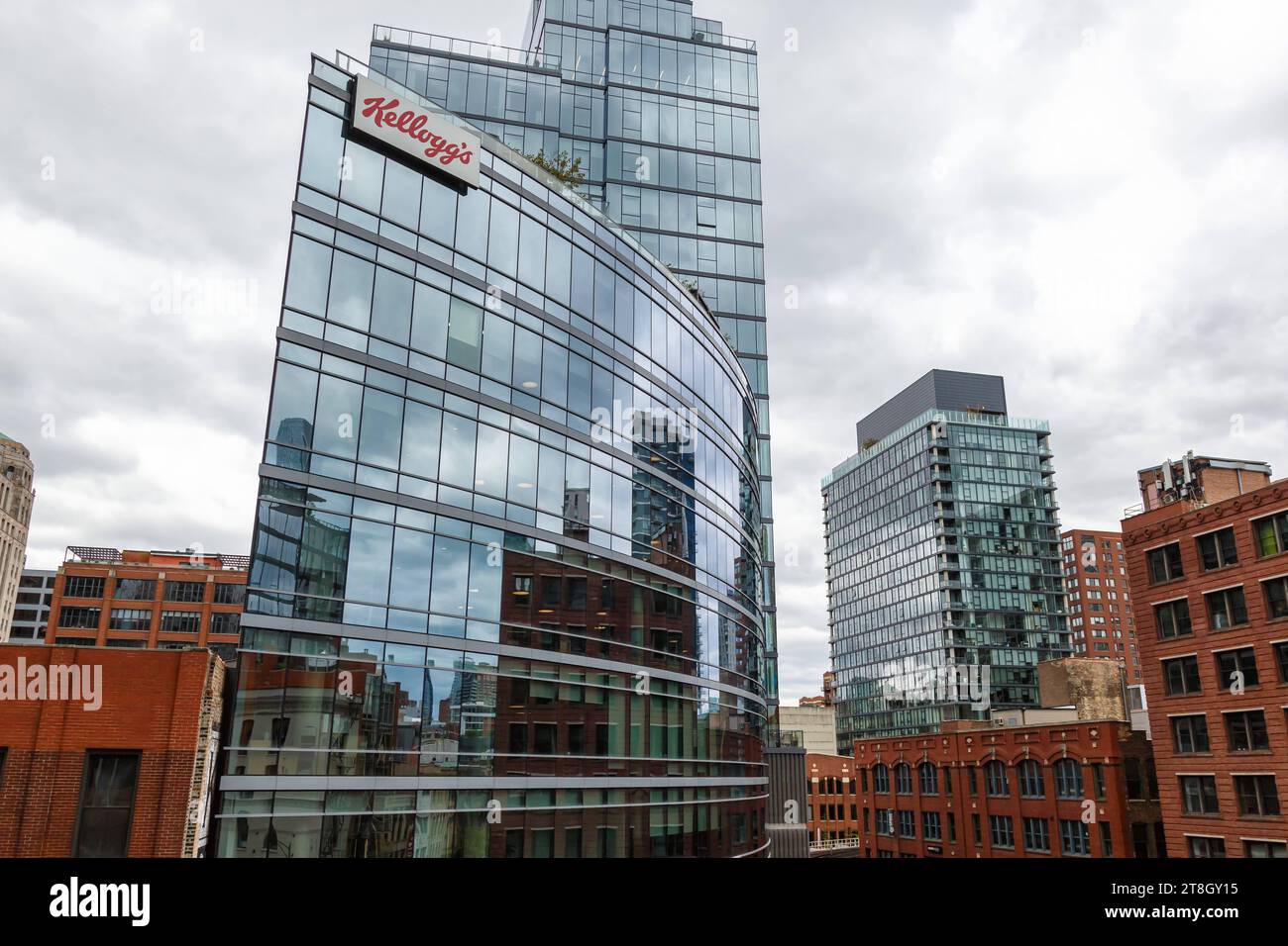 Kellogg s Büro der Cornflakes Firma mit Logo in Chicago, USA Chicago ...