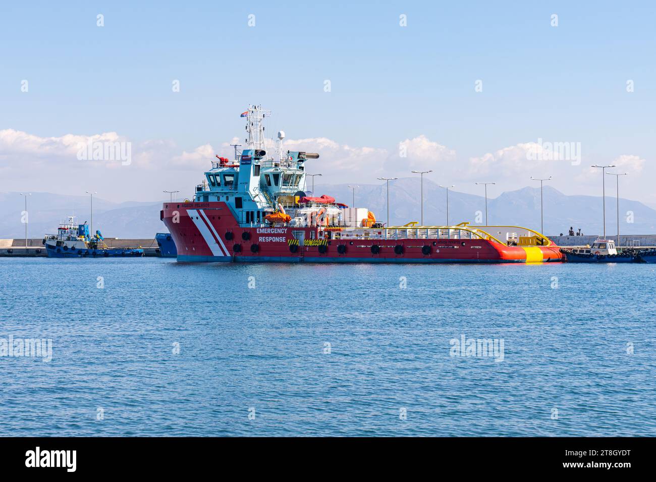 Large rescue vessel in a Greek harbour Stock Photo - Alamy