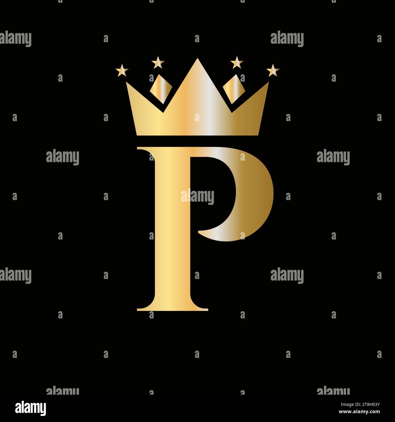 Crown Logo On Letter P with Star Icon. Crown Symbol Template Stock ...