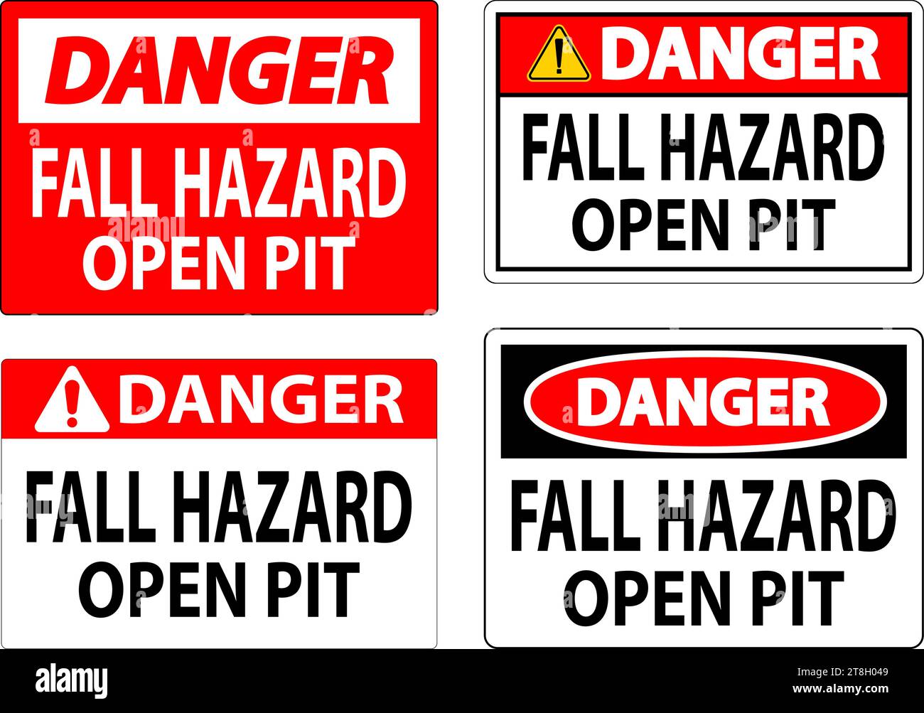 Danger Sign Fall Hazard - Open Pit Stock Vector Image & Art - Alamy