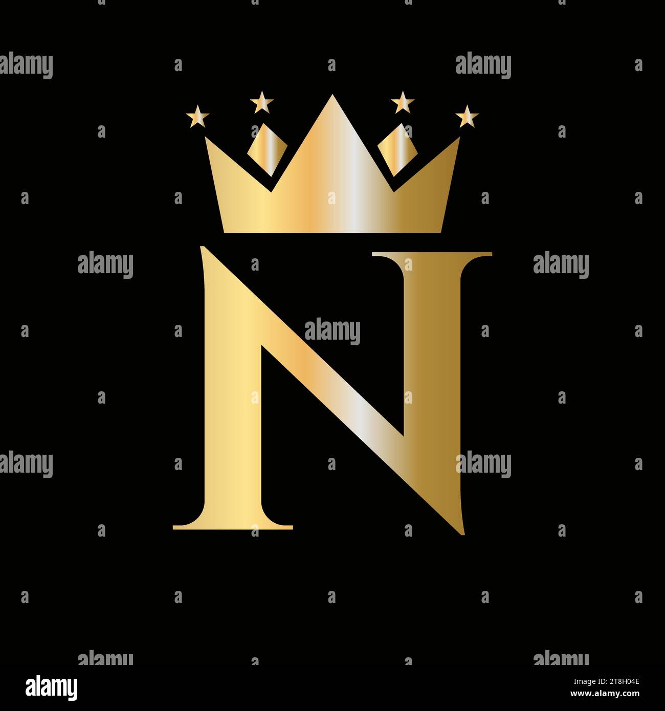 Crown Logo On Letter N with Star Icon. Crown Symbol Template Stock ...