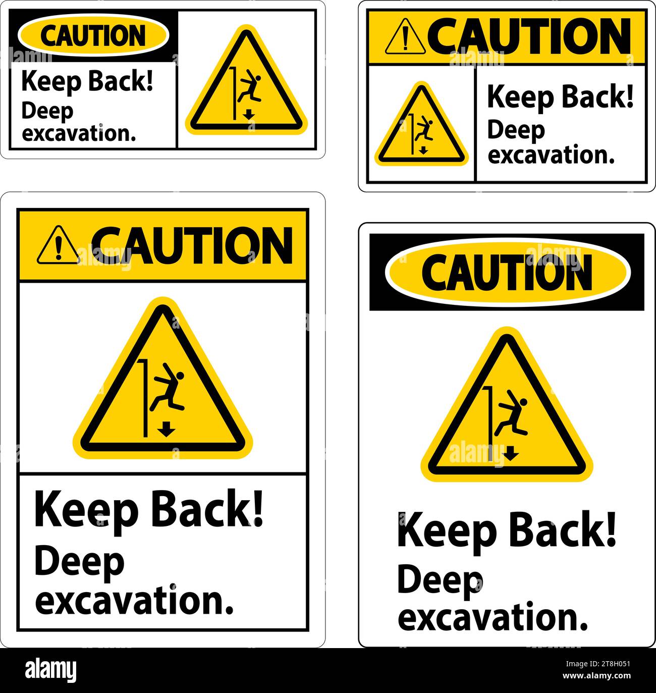 Caution Sign Keep Back Deep Excavation Stock Vector Image & Art - Alamy