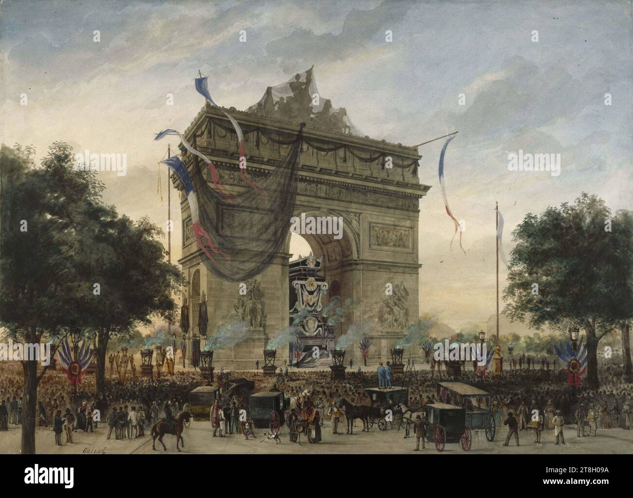 Funeral of Victor Hugo, the catafalque under the Arc de Triomphe ...