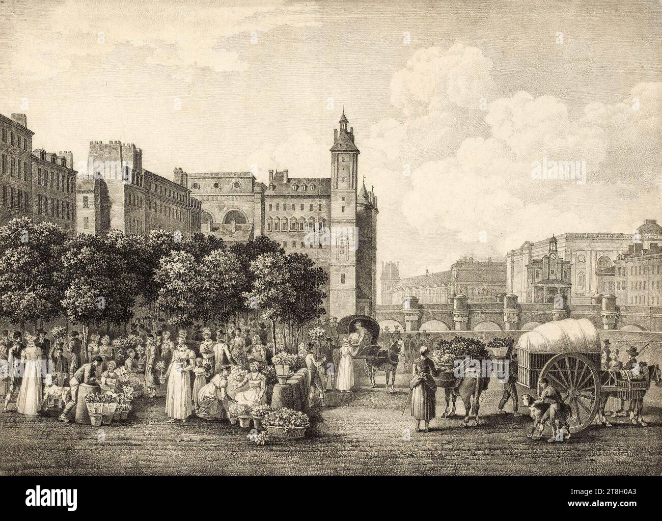 Le quai aux Fleurs, Vergnaux, Nicolas Joseph, Draughtsman, About 1816 ...