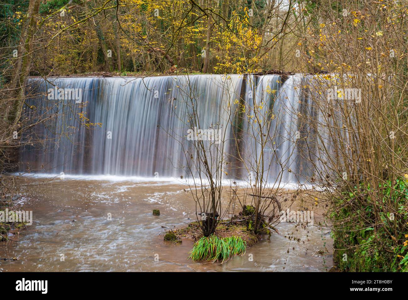 Long exposure waterfall creating a smooth water effect in Shropshire ...