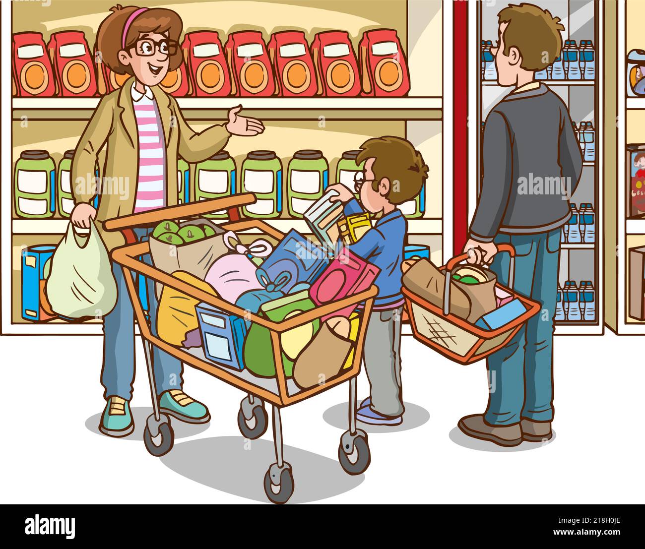 shopping kids and family cartoon vector illustration Stock Vector Image ...