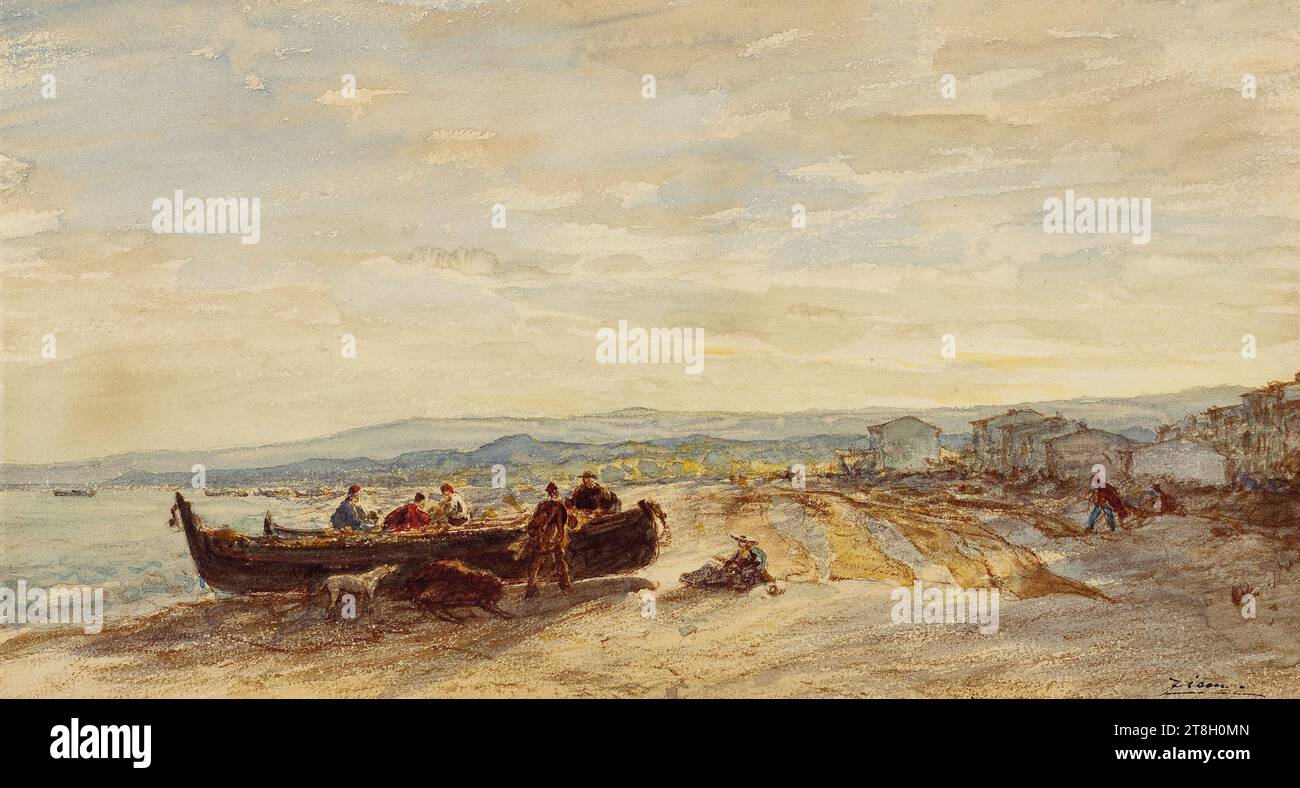 Fishermen in Antibes, Ziem, Félix, Painter, 2nd half 19th century ...