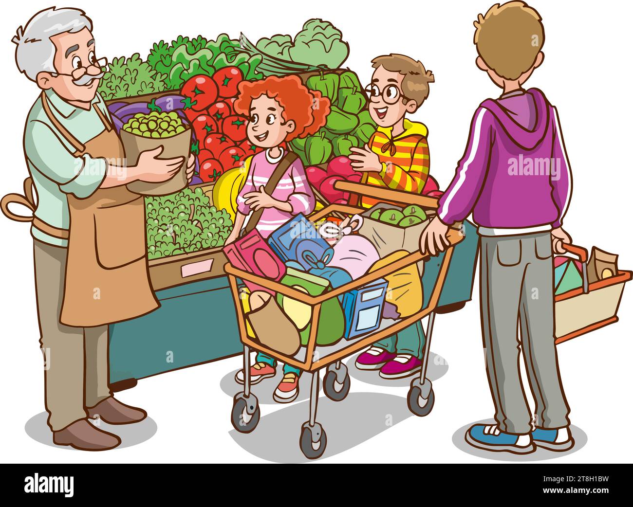 shopping kids and family cartoon vector illustration Stock Vector Image ...