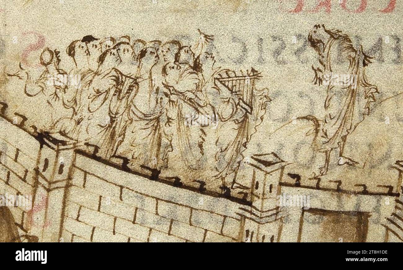 Utrechts-Psalter PSALM-46 lyre and harp Stock Photo - Alamy