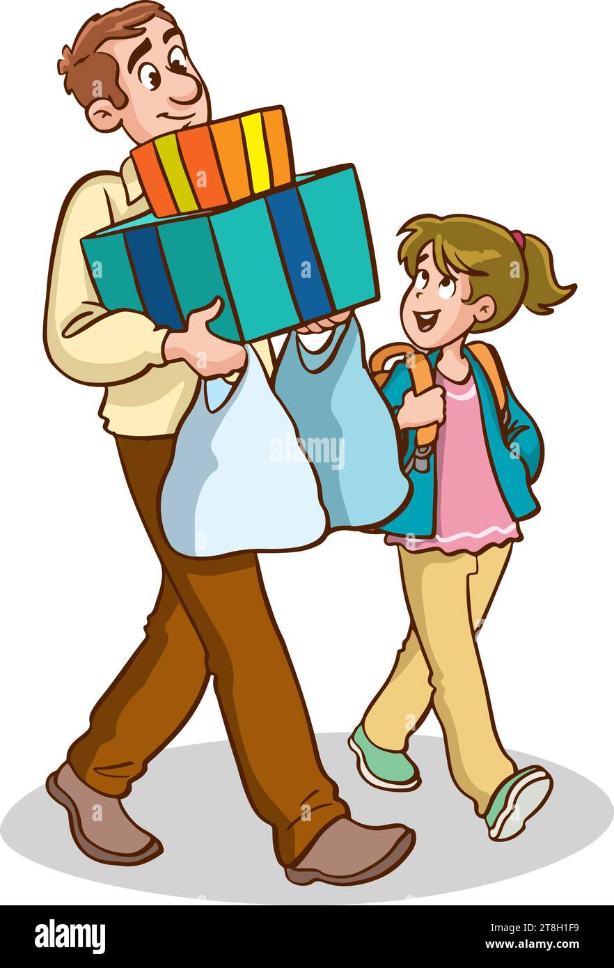 shopping kids and family cartoon vector illustration Stock Vector Image ...