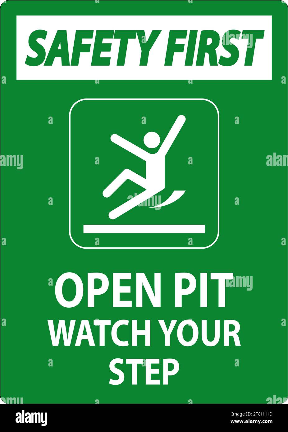Safety First Sign Open Pit, Watch Your Step Stock Vector Image & Art ...