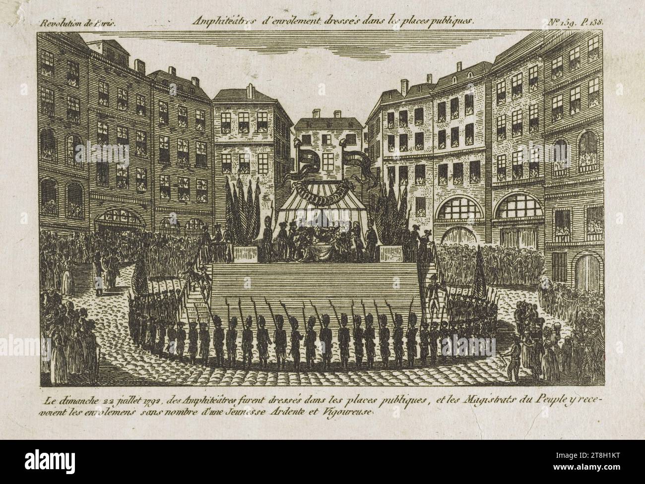 French Revolution: July 22, 1792. Enrolement of volunteers in a public ...