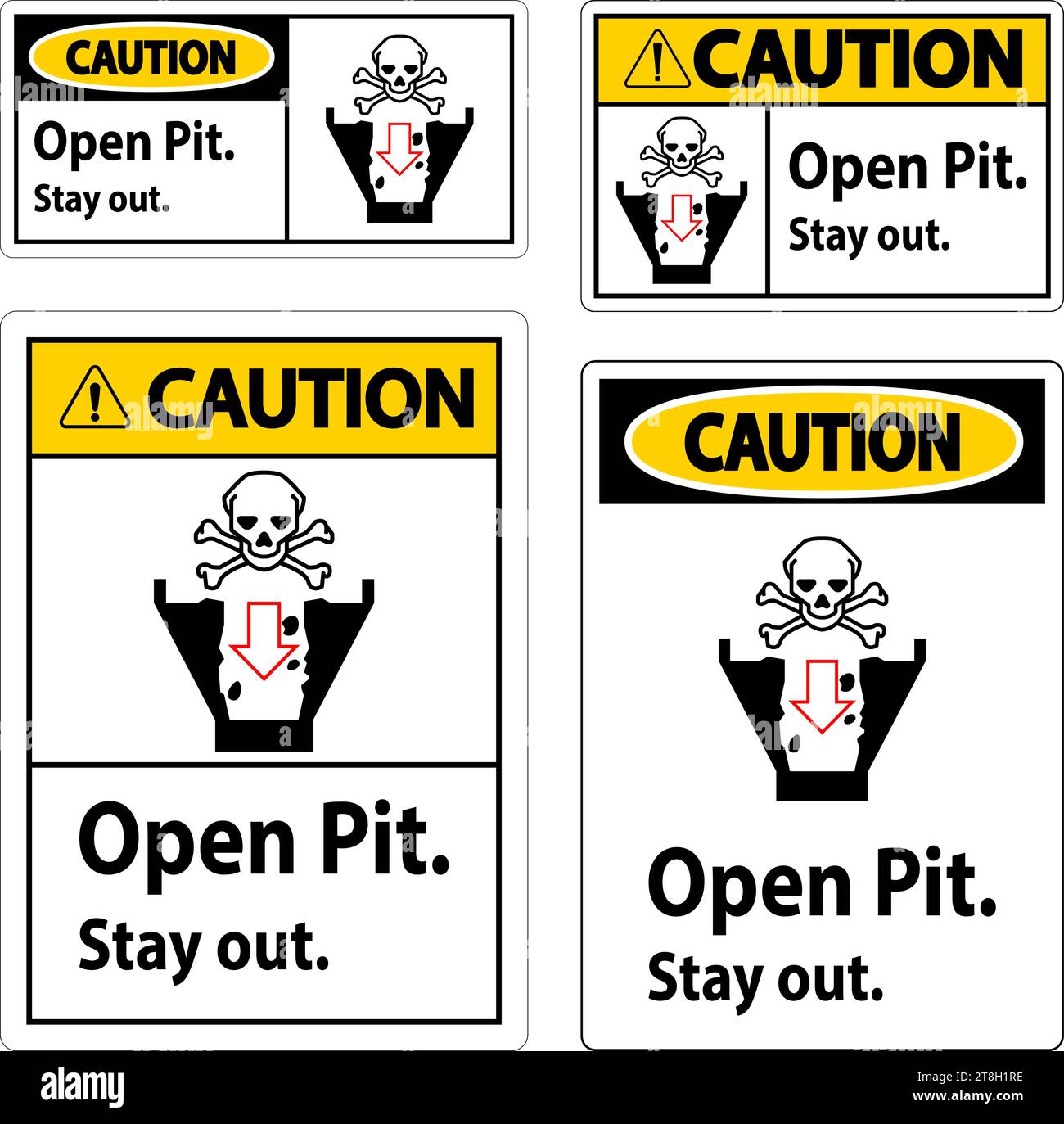 Caution Sign Open Pit, Stay Out Stock Vector Image & Art - Alamy