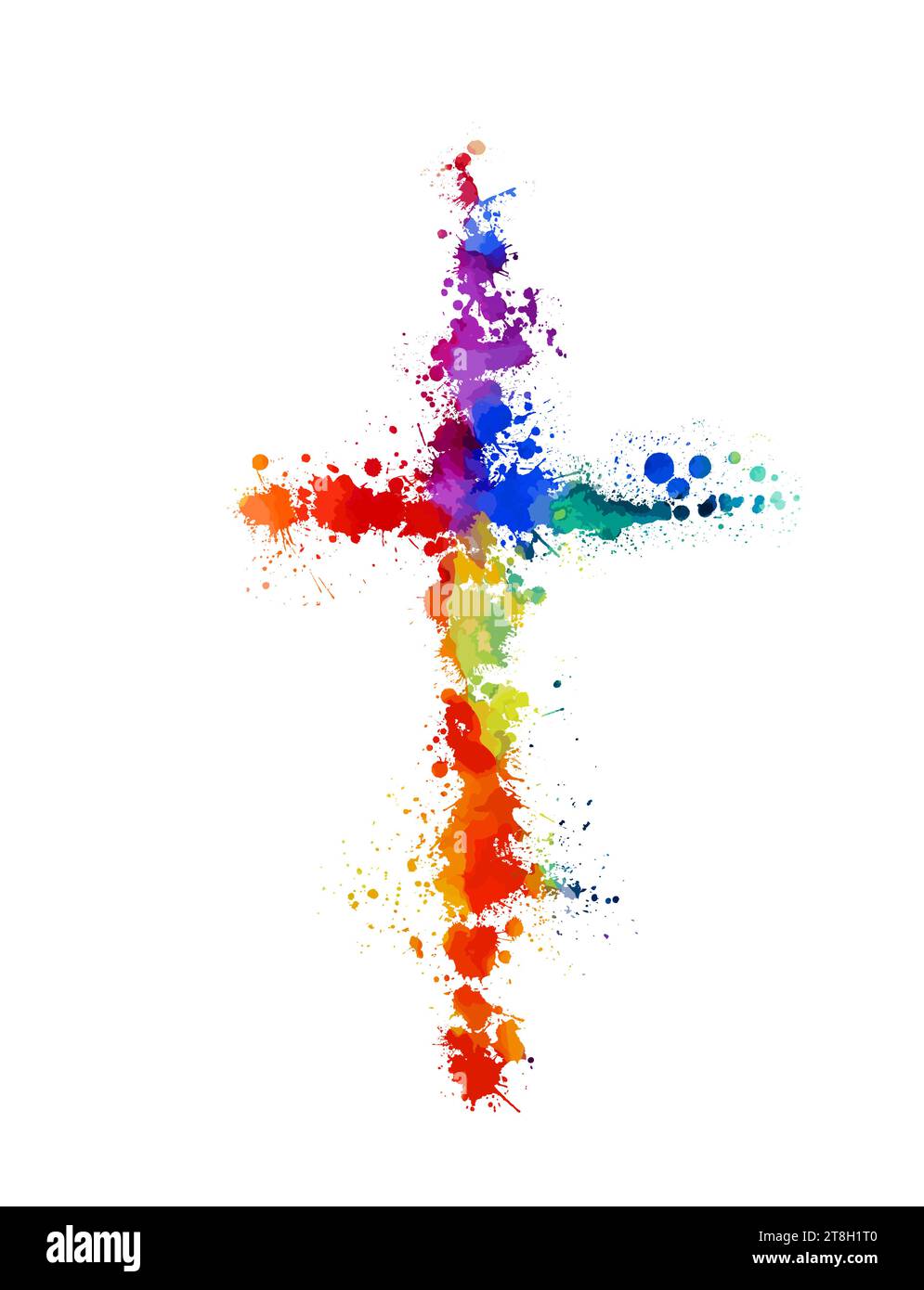 colored cross made of blots. Happy easter. hand drawing. Not AI, Vector ...