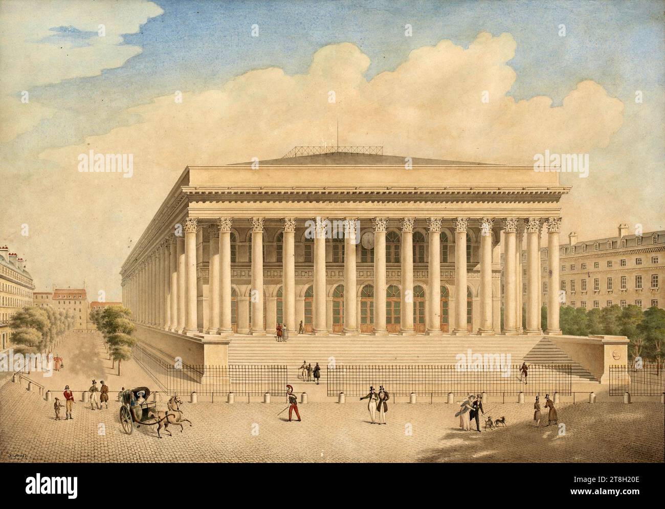 View of the Palais de la Bourse, Draughtsman, Drawing, Graphic arts ...