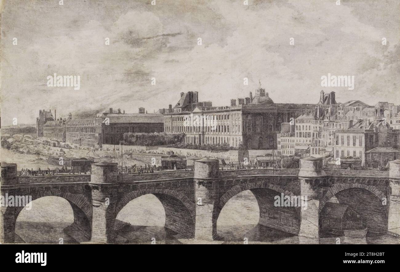 View of Paris, the Pont-Neuf and the Louvre, Drawer, Array, Drawing ...