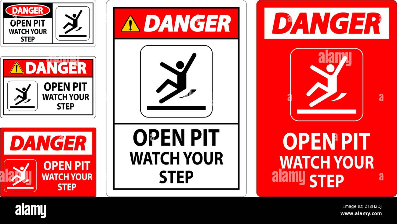 Danger Sign Open Pit, Watch Your Step Stock Vector Image & Art - Alamy