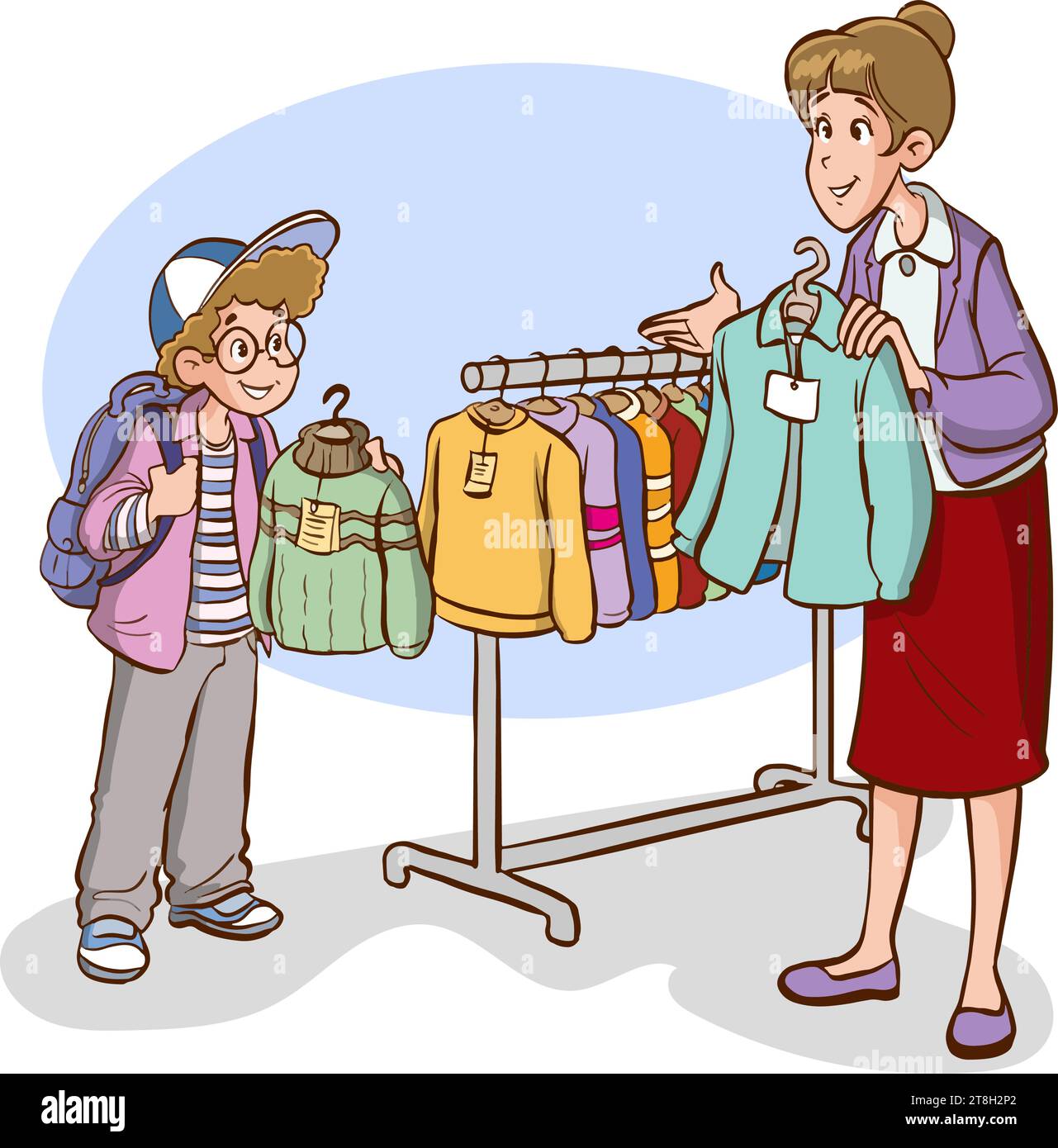shopping kids and family cartoon vector illustration Stock Vector Image ...