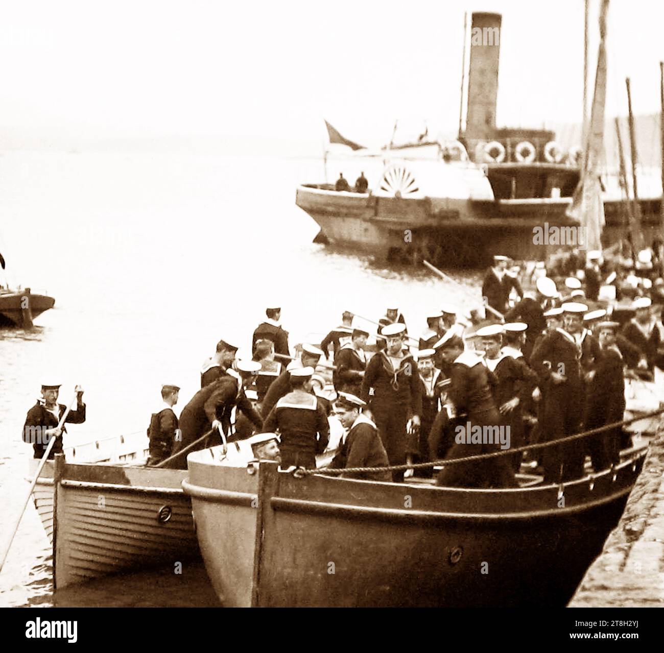 Royal Navy sailors resupplying the fleet in the Firth of Forth ...