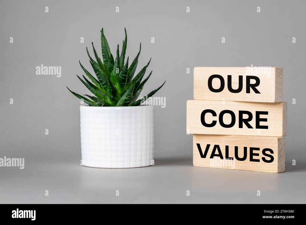 Our Core Values Symbol Concept Biznesu Our Core Values On Wooden Blocks Beautiful Grey