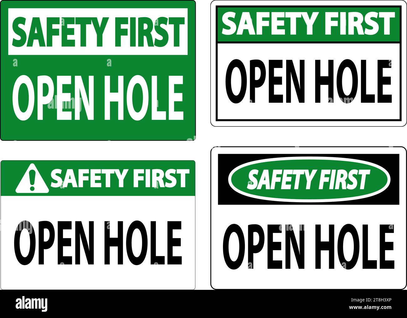 Safety First Sign Open Holes Stock Vector Image & Art - Alamy