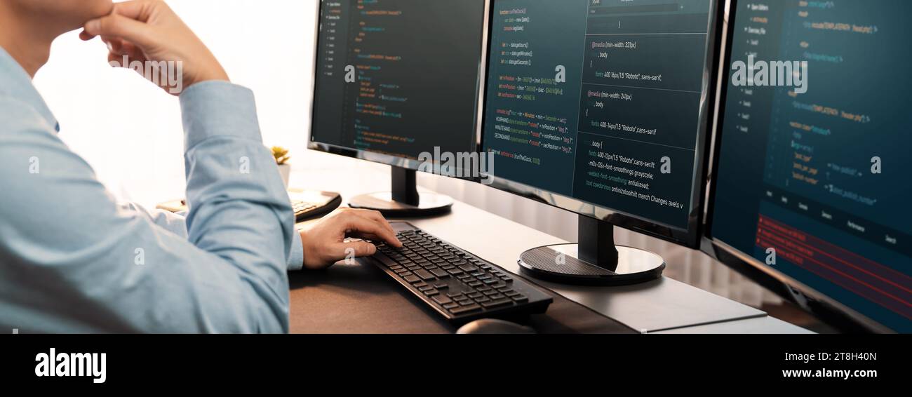 Software engineer working on application development on his computer ...
