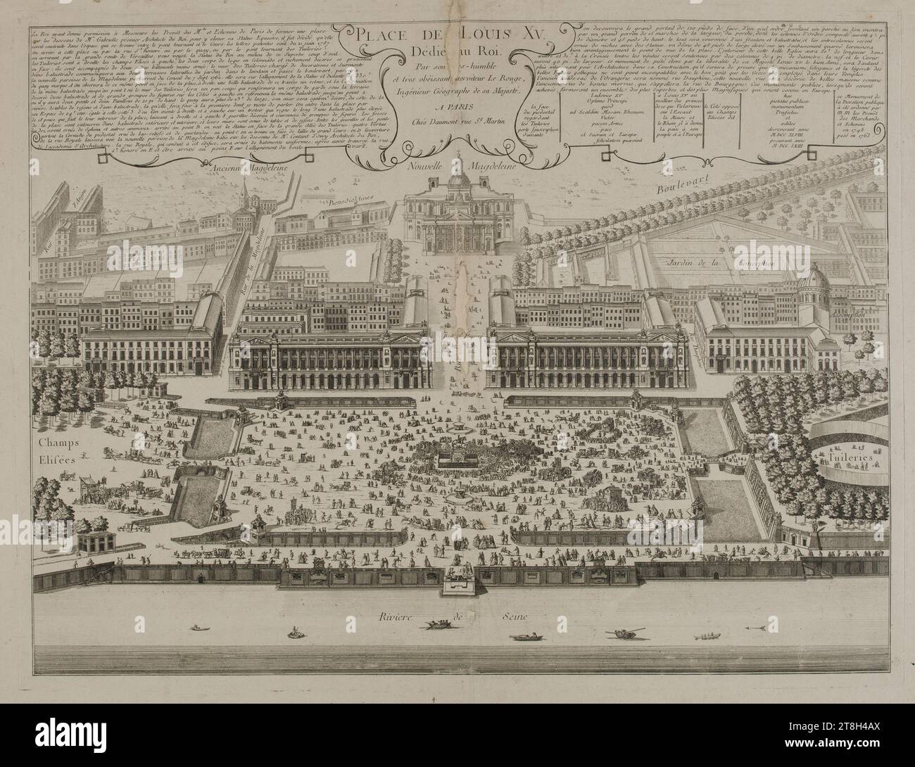 Place de Louis XV, Dedicated to the King, Engraver, Le Rouge, Georges ...