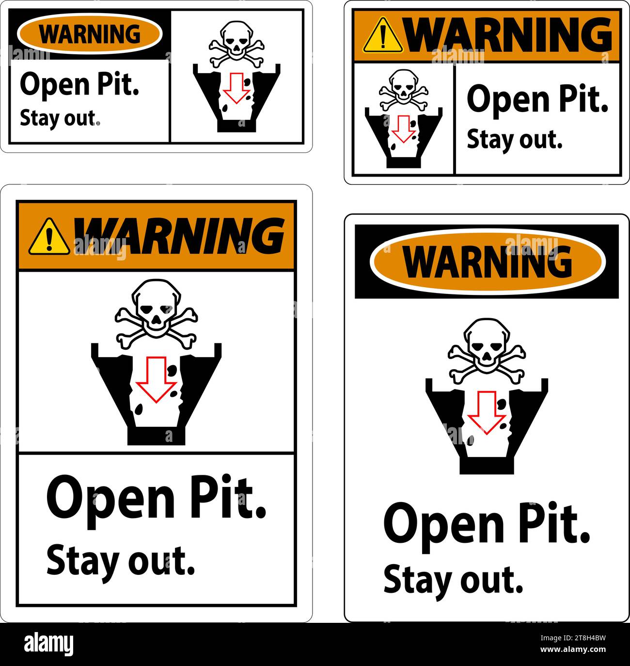 Warning Sign Open Pit, Stay Out Stock Vector Image & Art - Alamy