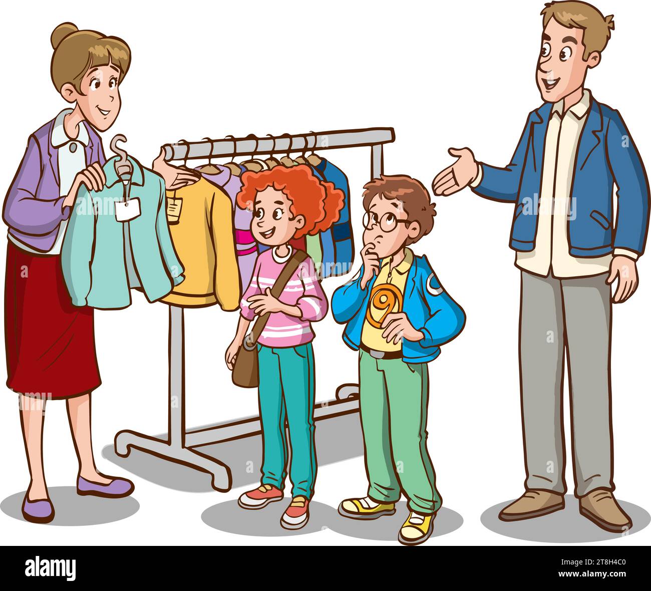 shopping kids and family cartoon vector illustration Stock Vector Image ...