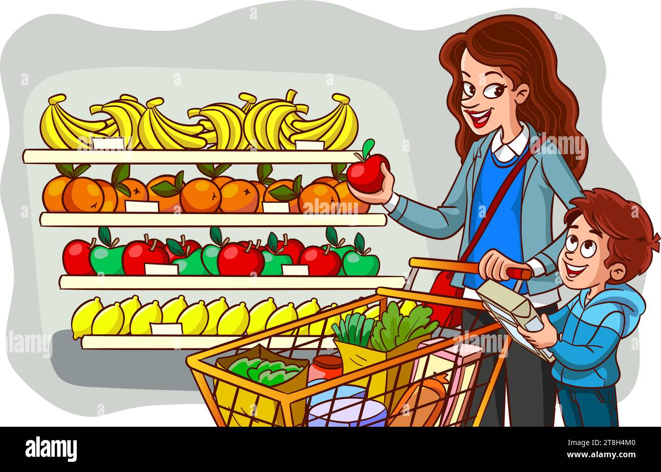 shopping kids and family cartoon vector illustration Stock Vector Image ...