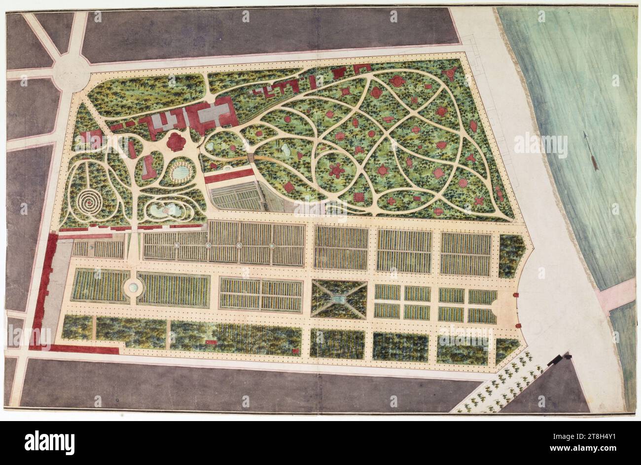 Plan du jardin des Plantes, Draughtsman, Array, Graphic arts, Drawing ...