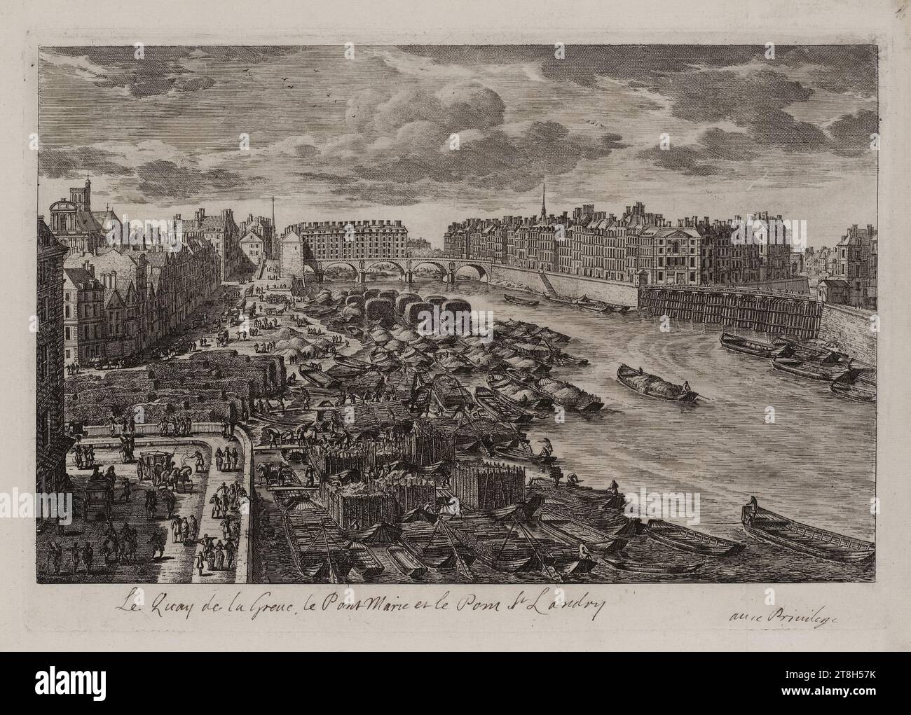 The Quay de la Greve, the Pont Marie and the Pont St Landry (manuscript ...