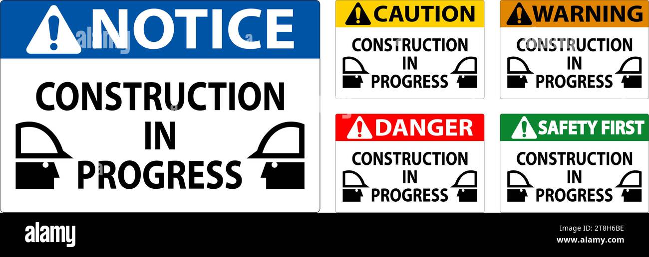 Caution Sign Construction In Progress Stock Vector Image & Art - Alamy