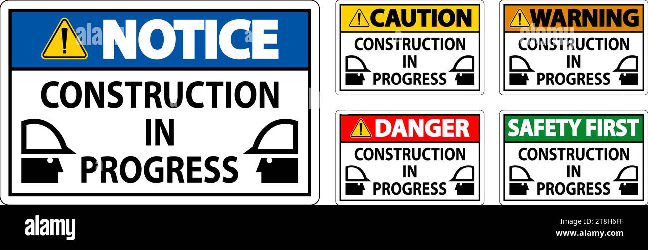 Caution Sign Construction In Progress Stock Vector Image & Art - Alamy
