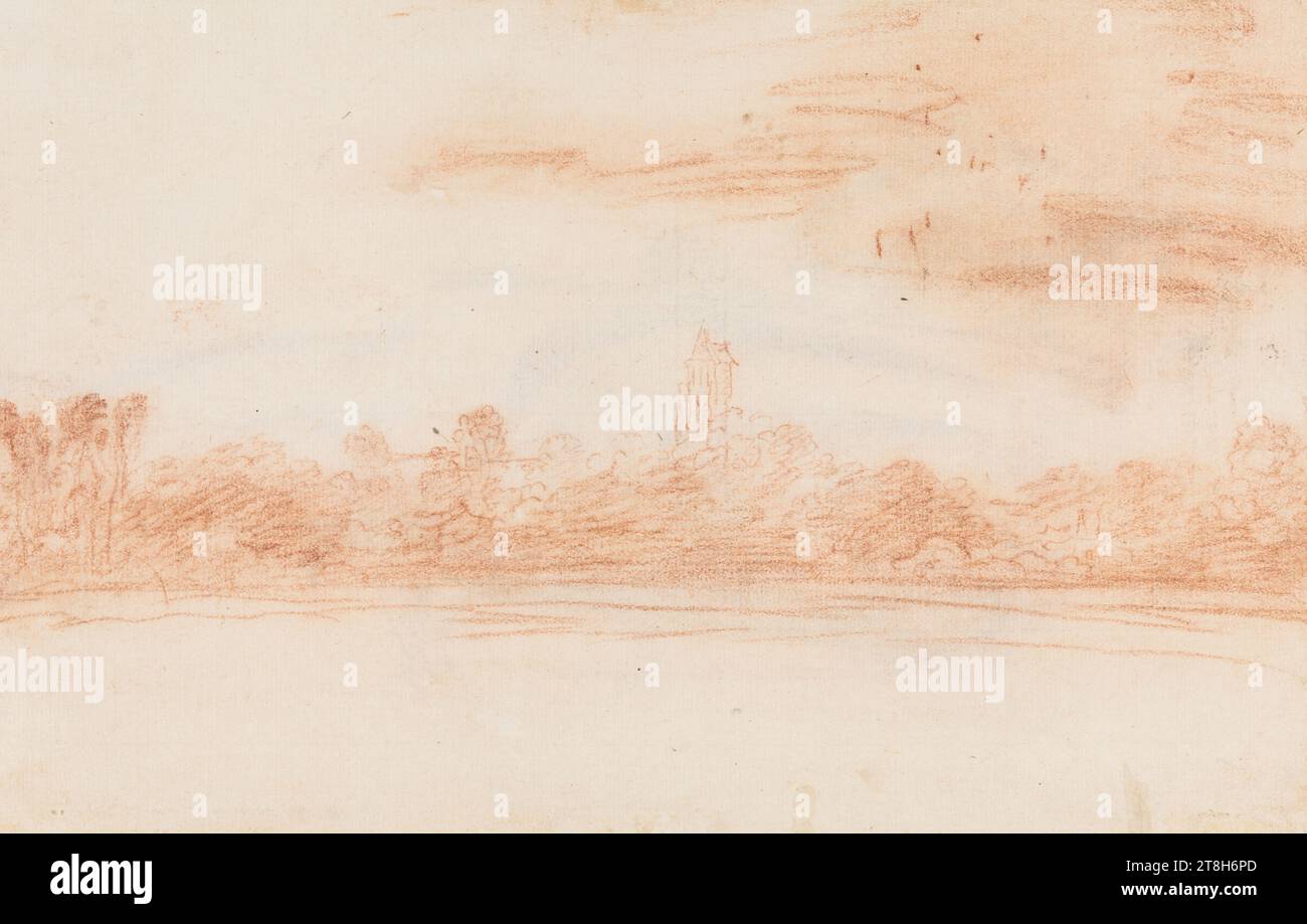 JEAN-ANTOINE WATTEAU, landscape with church tower, ca. 1715 - 1719 ...