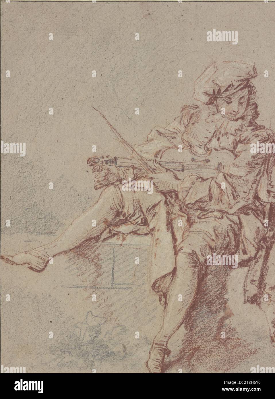 FRANÇOIS BOUCHER, violin player, ca. 1736 - 1746, sheet, 247 x 179 mm ...