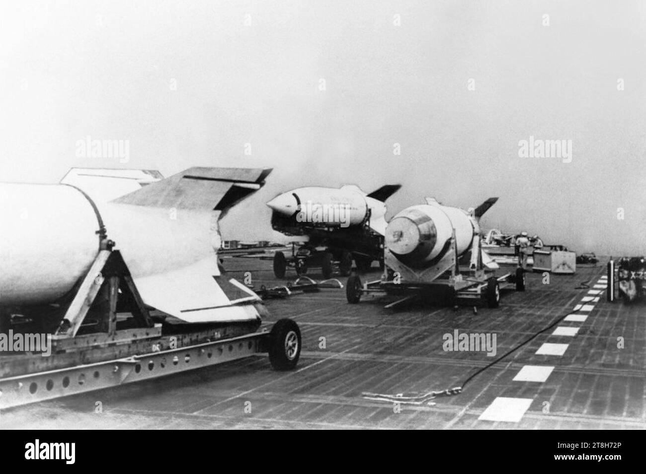 V-2 missiles on USS Midway (CVB-42) in 1947 Stock Photo - Alamy