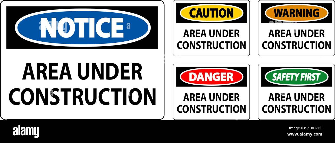 Caution Sign Area Under Construction Stock Vector Image & Art - Alamy