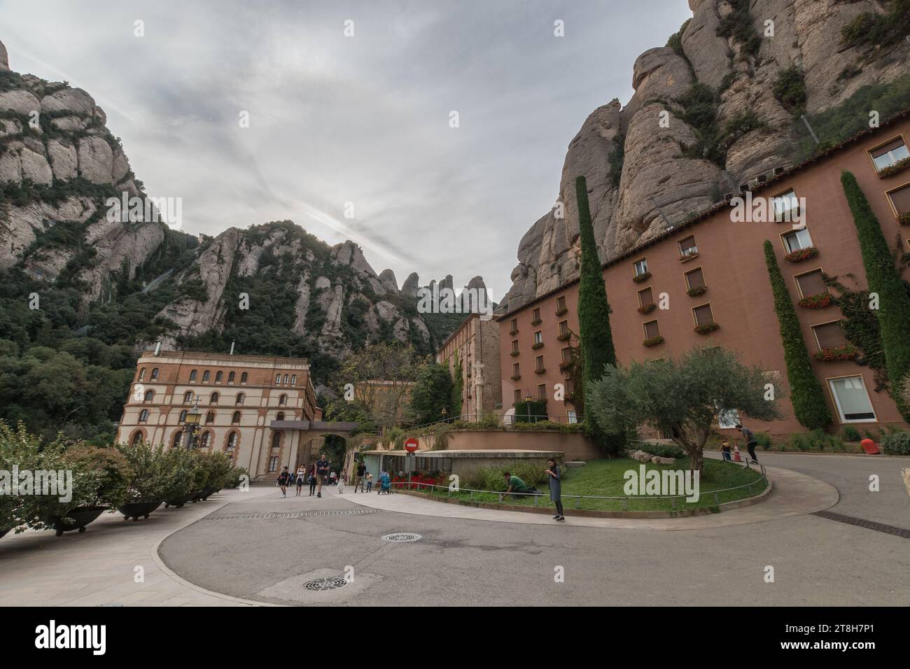 MOntserrat Monastery wide angle view Stock Photo - Alamy