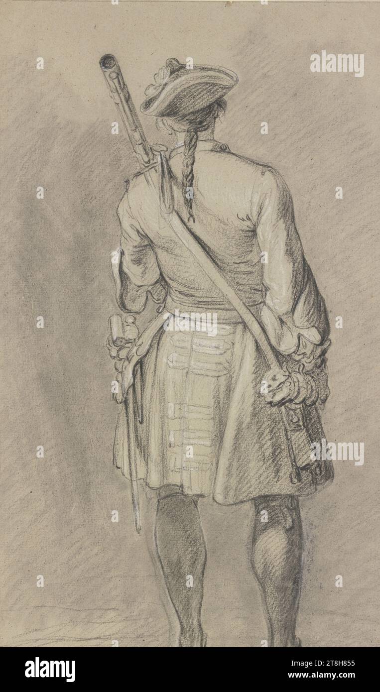 CHARLES PARROCEL, standing soldier in back view, ca. 1723, sheet, 429 x ...