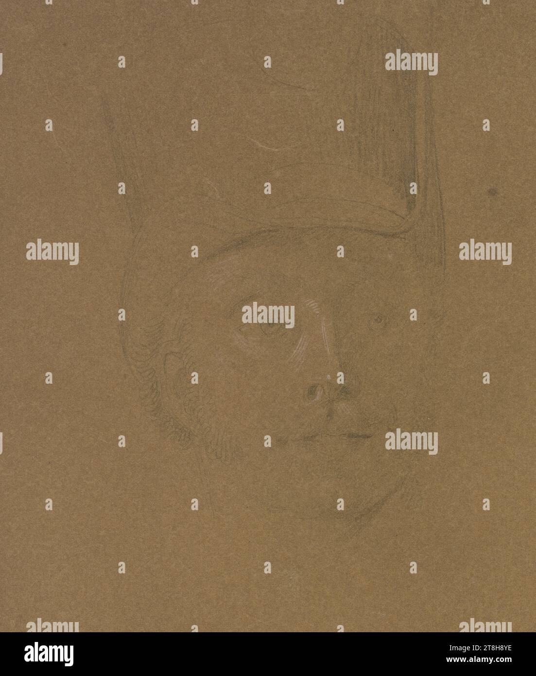 JOHANN PETER KRAFFT, head of an Austrian soldier, sheet, 237 x 191 mm ...